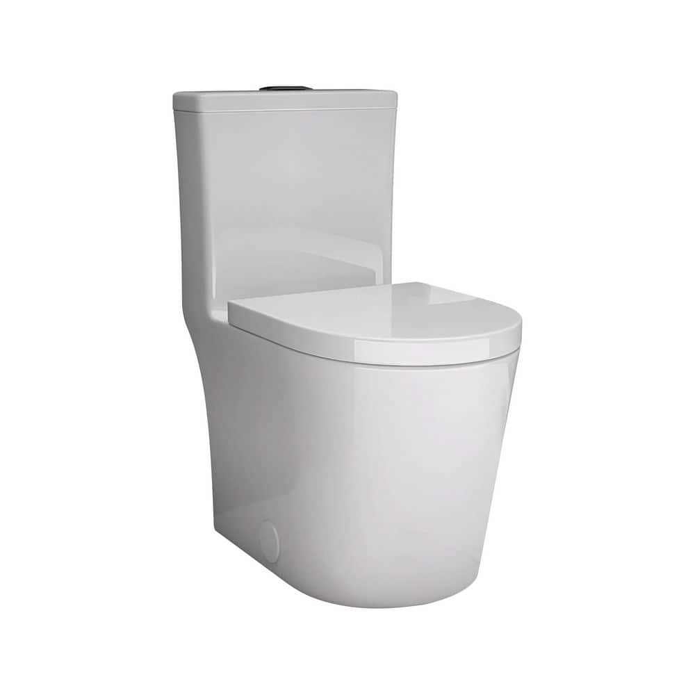 Tatayosi 23 in. White Small Compact 1-Piece Round Toilet 0.8/1.6 ...