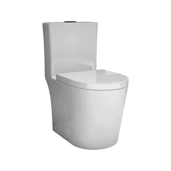 Tatayosi 23 in. White Small Compact 1-Piece Round Toilet 0.8/1.6 ...