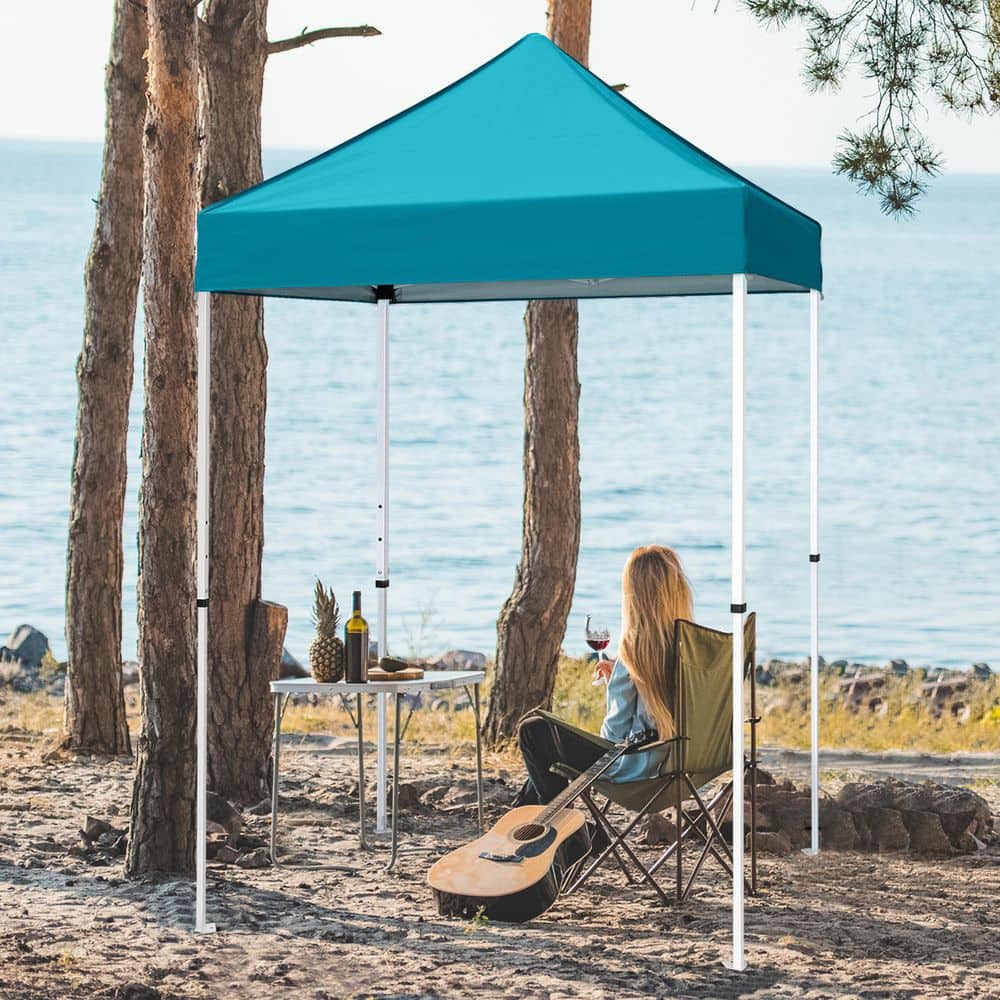 COOS BAY 5 ft. x 5 ft. Turquoise Portable Instant Pop Up Canopy with ...