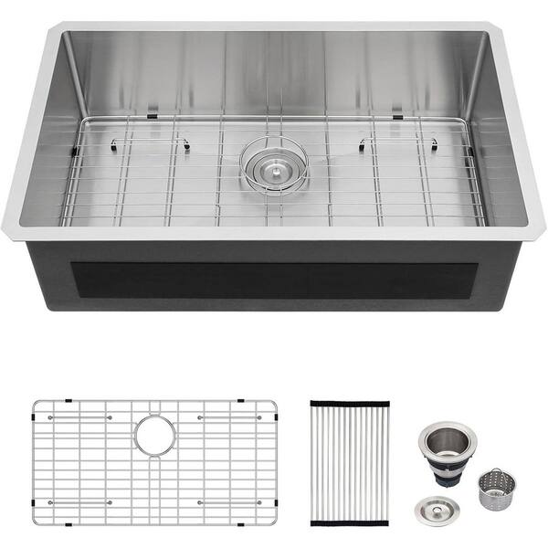 Logmey 26 in. Undermount Sink Single Bowl 16-Gauge Stainless Steel ...