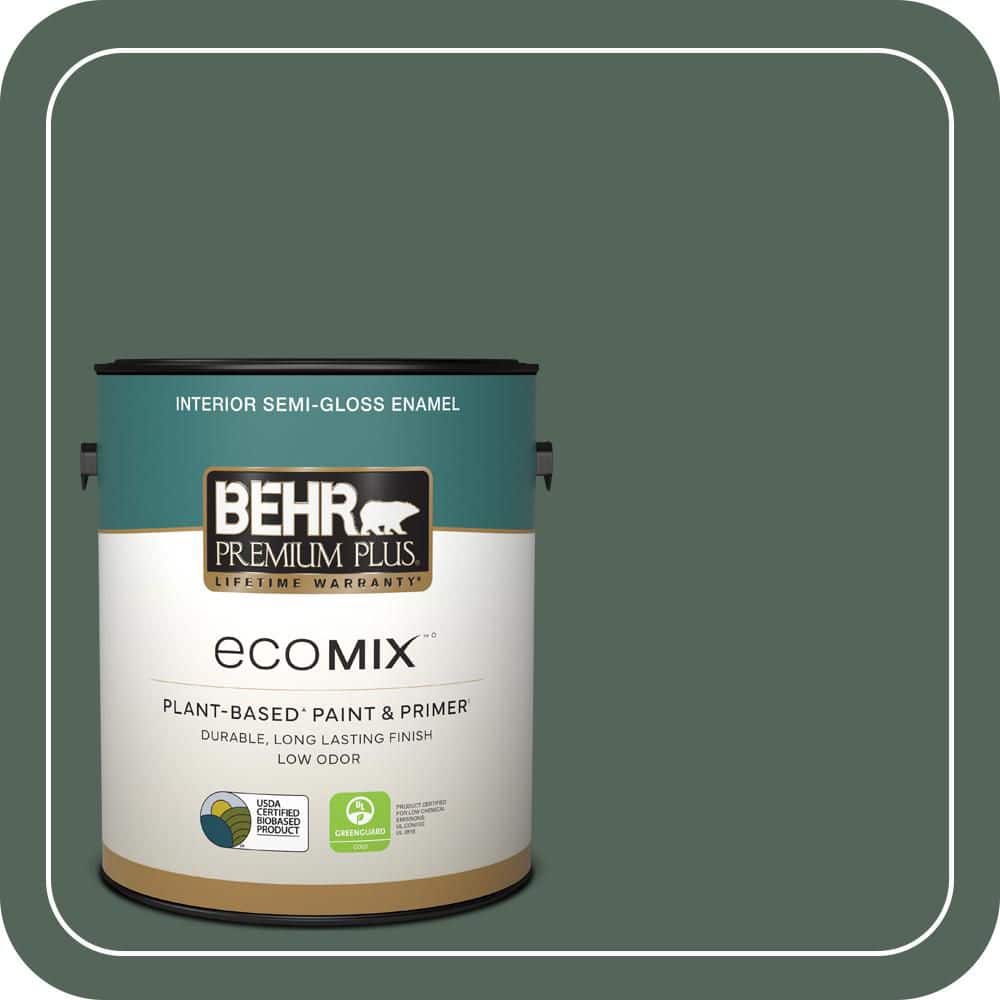 BEHR PREMIUM PLUS 1 gal. #460F-6 Medieval Forest Semi-Gloss Enamel ...