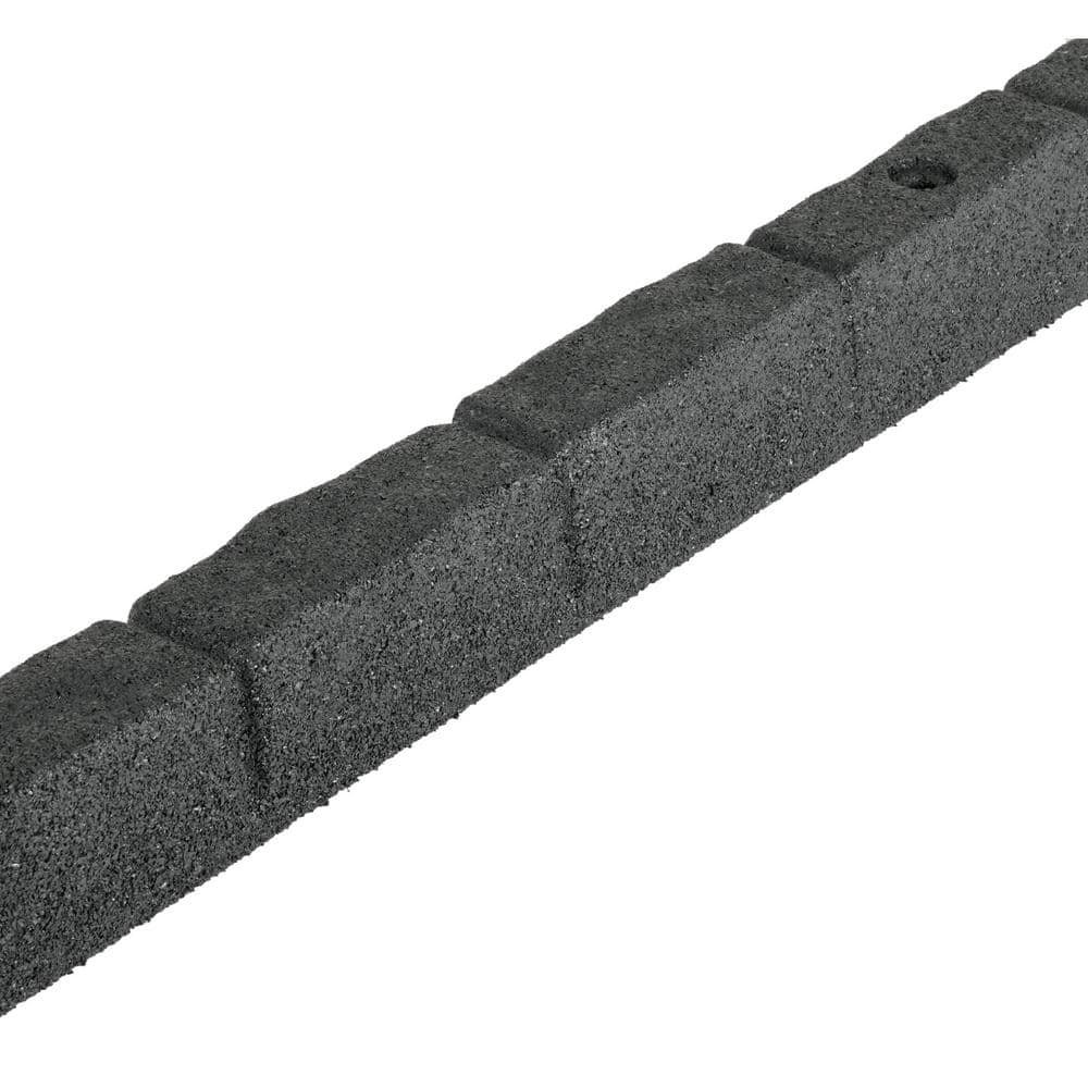 Vigoro 48 in. x 2.5 in. x 3 in. Gray SmartLoc Cobblestone Rubber Edging ...