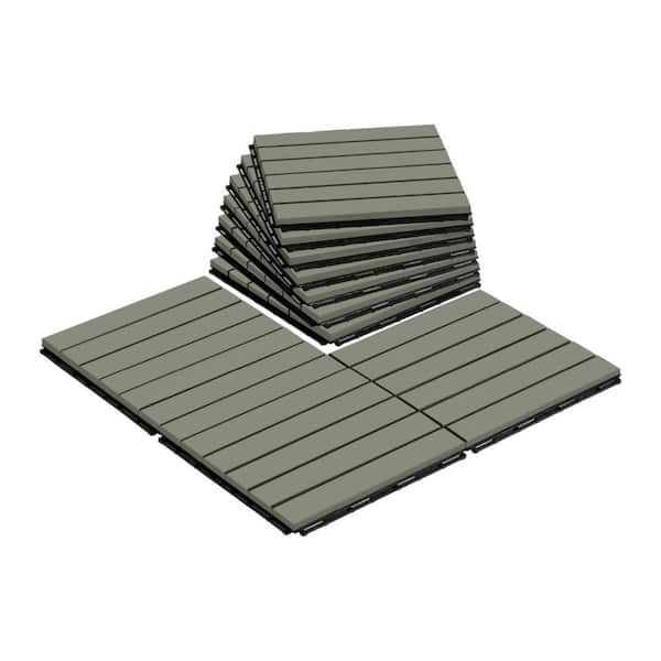 Afoxsos 1 ft. x 1 ft. Interlocking Acacia Wood Deck Tiles for Patio ...