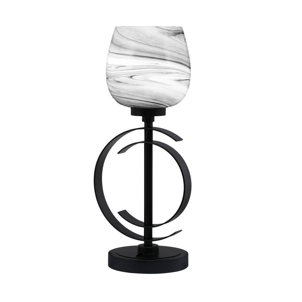 Delgado 17.25 in. Matte Black Piano Desk Lamp with Onyx Swirl Glass ...