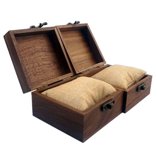 Walnut Wood Decorative Keepsake Storage Box, Set of 2, 3.54 in. Width ...