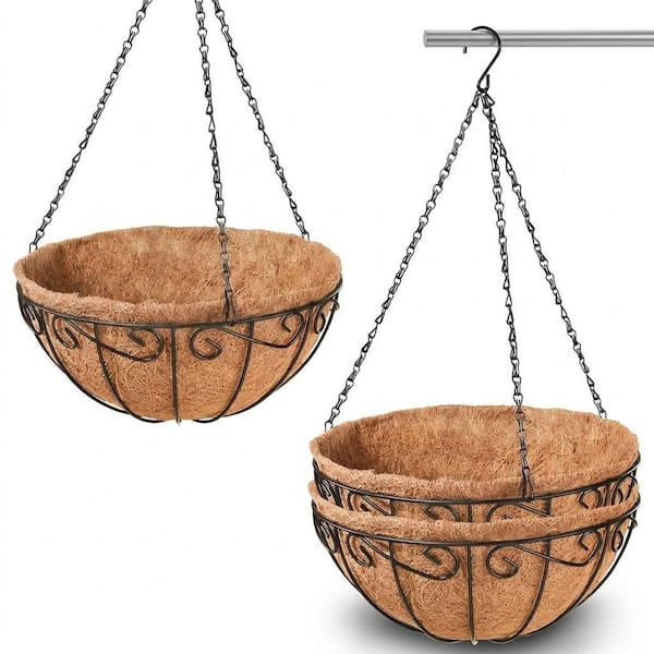 White Fabric Macrame Hanging Planter with PP Plastic Self Watering ...