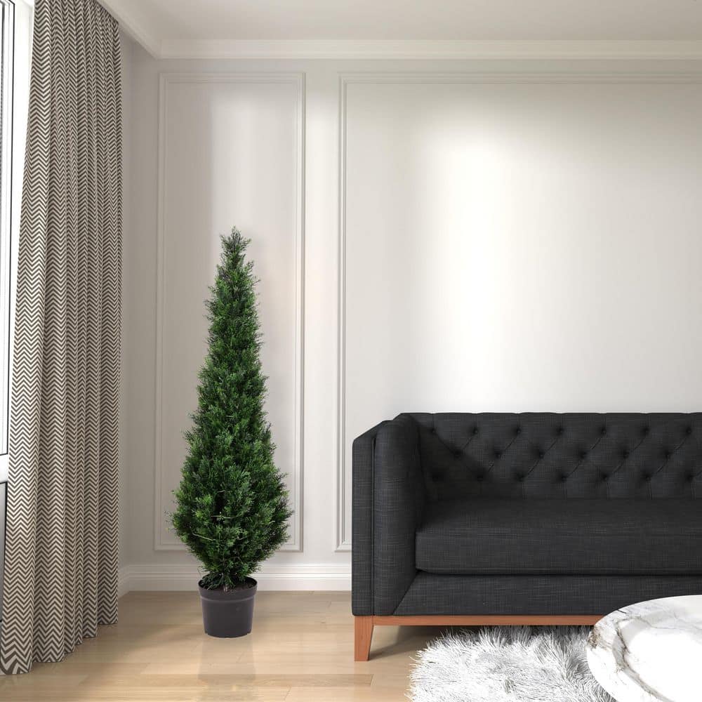 Vickerman 5 ft. Green Artificial Cedar Everyday Tree in Pot TP170660 ...