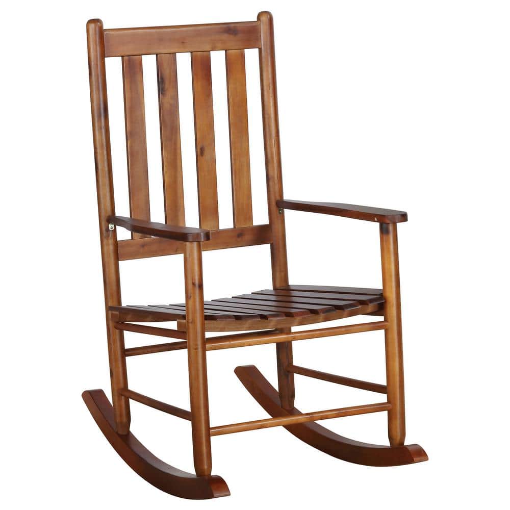 Coaster Golden Brown Wooden Slat Back Rocking Chair 609457 - The Home Depot