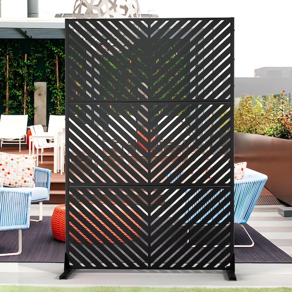 TUYOHW Black 47 in. W x 72 in. H Rectangular Metal Multi-Purpose ...
