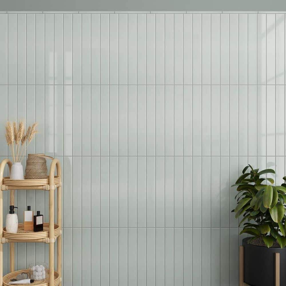 Apollo Tile Horizonte 2 in. x 16 in. Glossy Pastel light Blue Ceramic ...