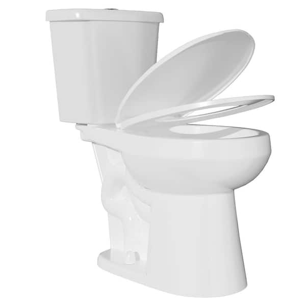 Vomlor Compact 17 in. ADA Round Toilet 1.0/1.28 GPF Dual Flush 2-Piece ...