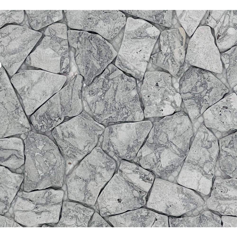 CRUZ BAY STUDIO Fit Dove Grey 4 in. x 6 in. Marble Mosaic Tile Sample ...