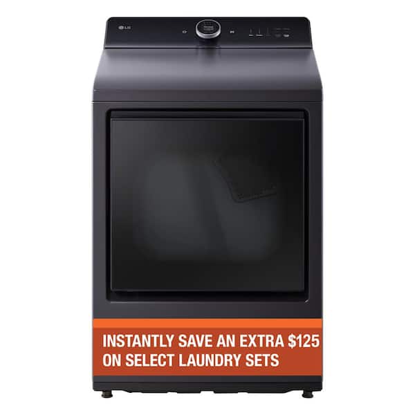 LG 7.3 cu. ft. Vented SMART Electric Dryer in Matte Black with EasyLoad Door, TurboSteam and ...