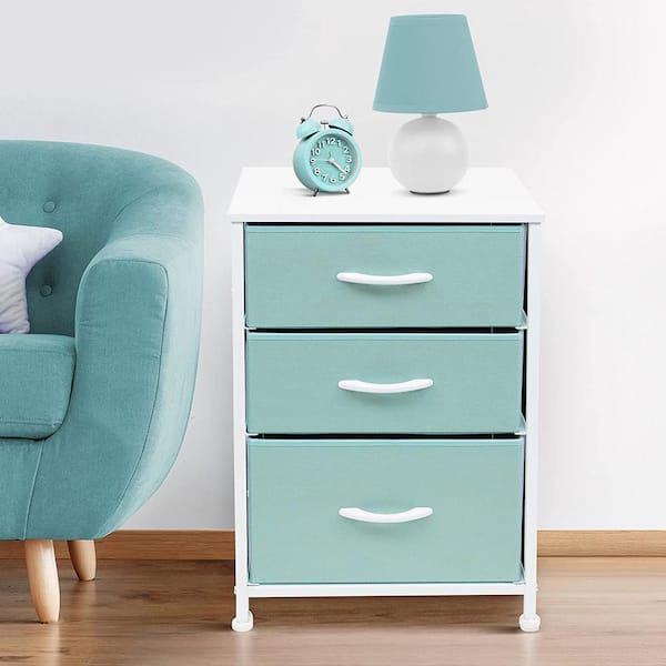 Sorbus 3-Drawer Aqua Nightstand 24.62 in. H x 16.5 in. W x 24.62 in. D ...