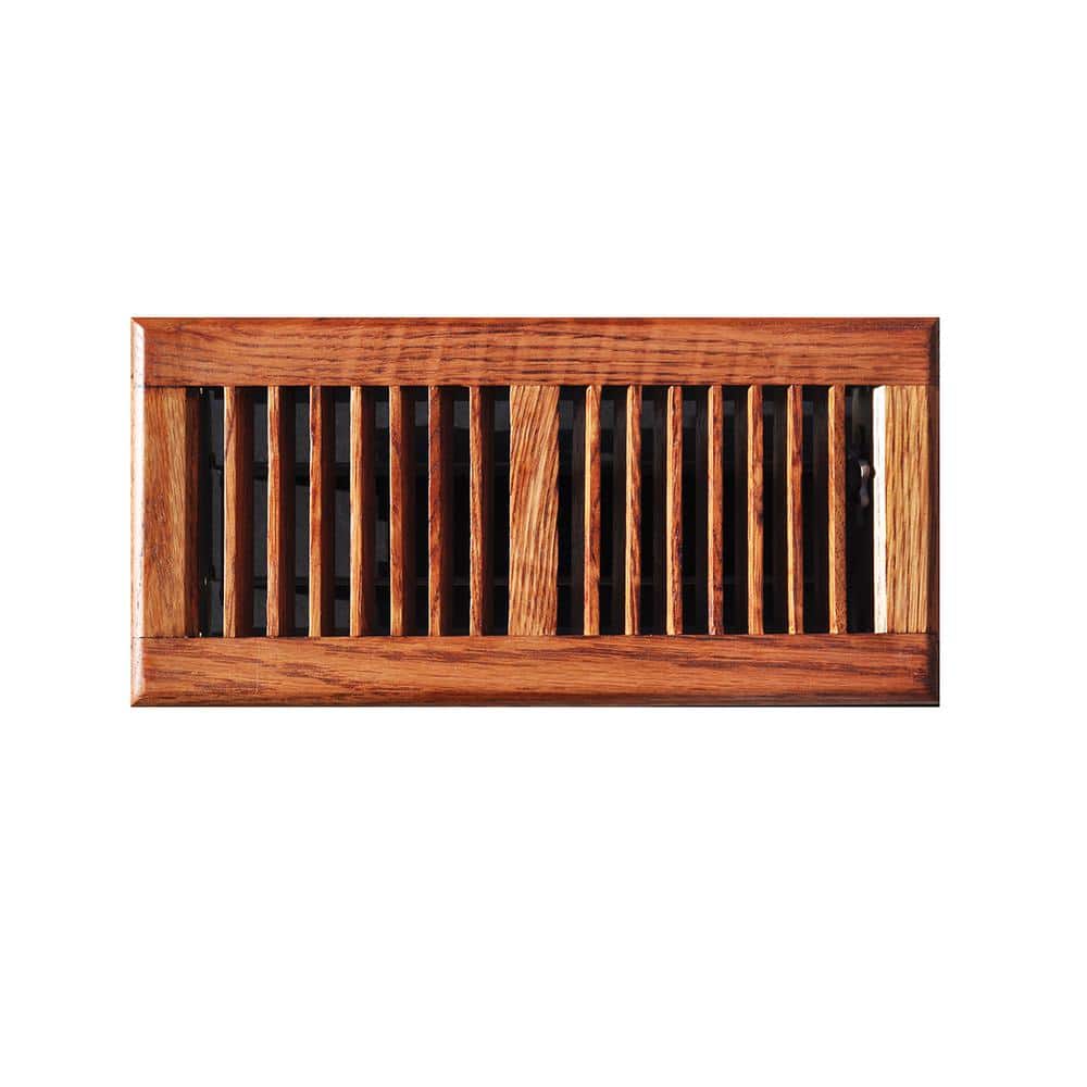 Hampton Bay Oak Wood 4 in. x 12 in. 2-Way Wooden Floor Register in ...