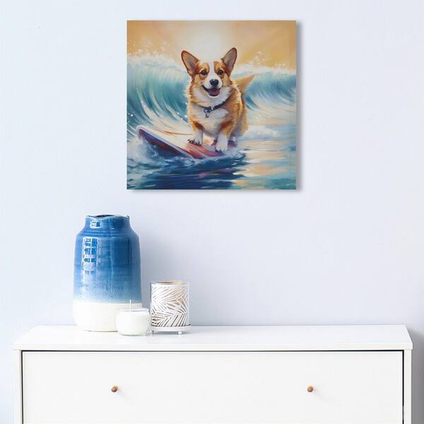 Corgi Canvas Wall Art 1 piece Unframed Art Print 16 in. x 16 in. WA286 ...