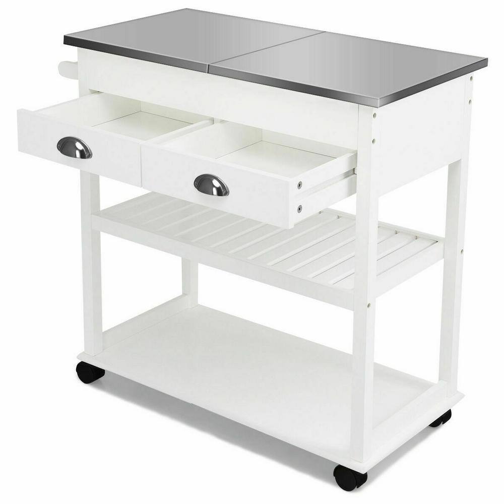 ANGELES HOME 34 1/2 in. Small Rolling Kitchen Cart Island with ...