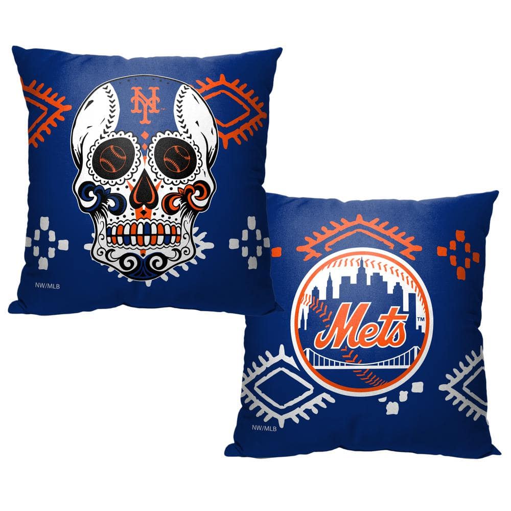THE NORTHWEST GROUP MLB Mets Candy Skull Printed Polyester Throw Pillow ...