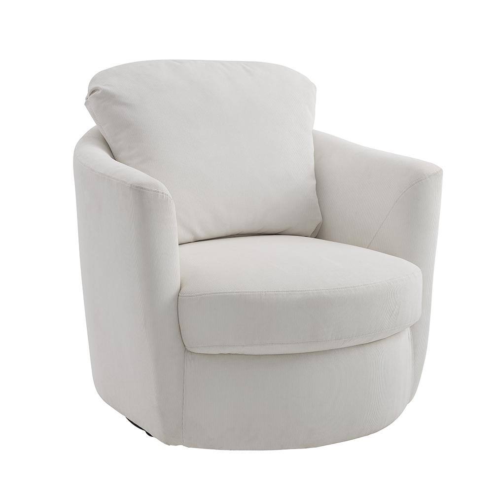 Lucky-Angel Ivina Ivory Corduroy Swivel Barrel Chair SF008-IVORY - The ...