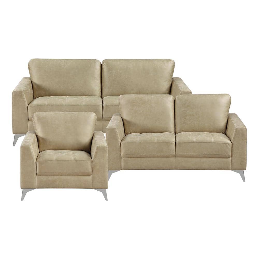 Bristow 77 in. W. Straight Arm Microfiber Rectangle 3-Piece Sofa Set in ...