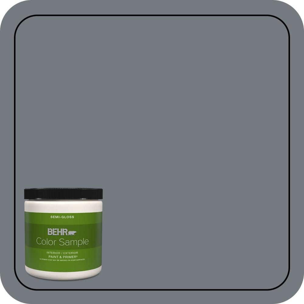 BEHR PREMIUM PLUS 8 oz. #N510-5 Liquid Mercury color Semi-Gloss ...