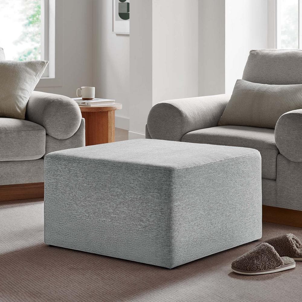 MODWAY Callum Large 28 in. Square Woven Heathered Fabric Upholstered ...