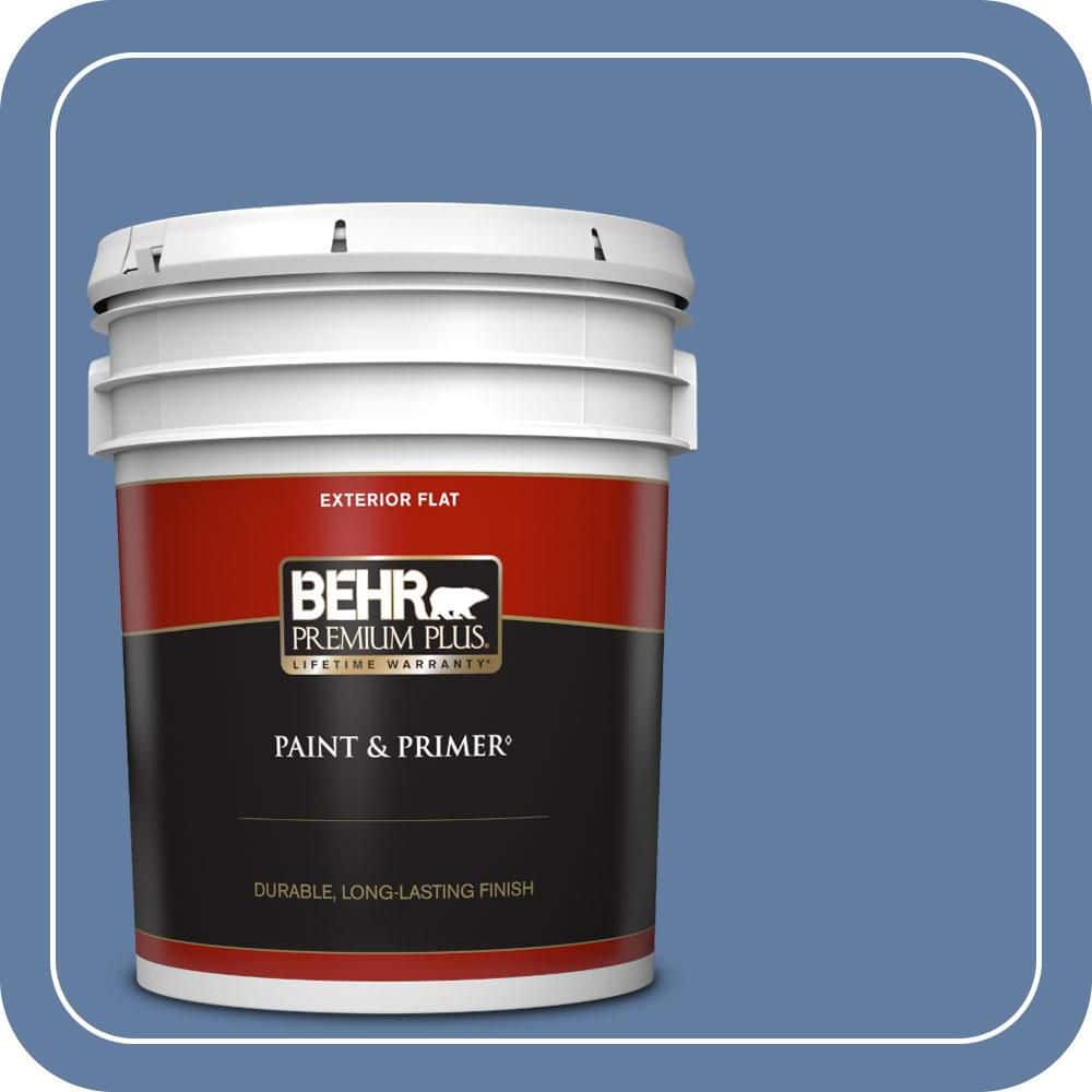 BEHR PREMIUM PLUS 5 gal. #600D-6 Blueberry Patch Flat Exterior Paint ...