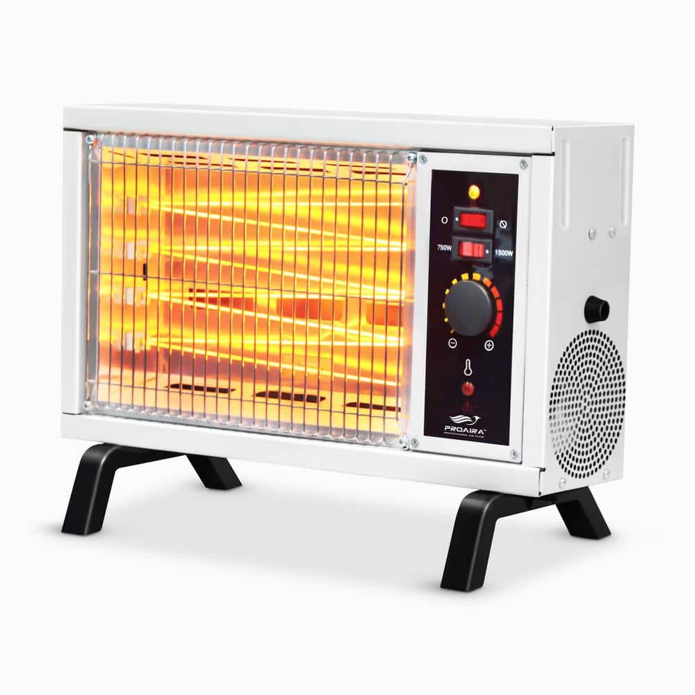PROAIRA 750-Watt/1500-Watt Electric White Portable Deluxe Radiant Space ...
