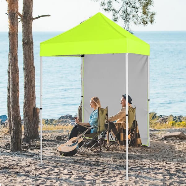 EAGLE PEAK 5 ft. x 5 ft. Fluorescent Green Pop-Up Canopy with 1 ...