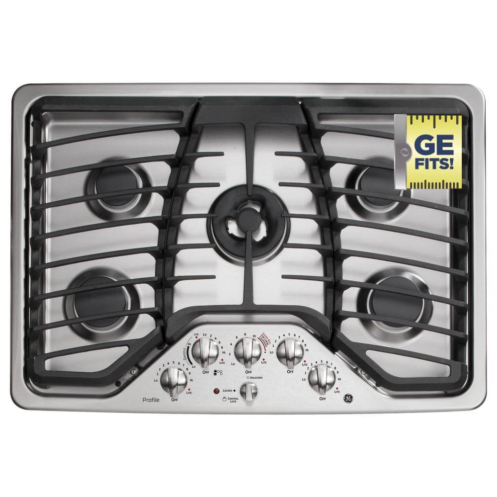 GE 30 in. Deep Recessed Gas Cooktop in Stainless Steel with 5 Burners ...
