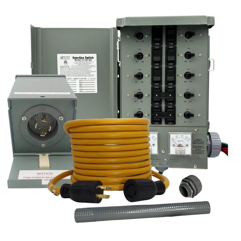Connecticut Electric 30 Amp 10 Circuit G2 Manual Transfer Switch Kit ...