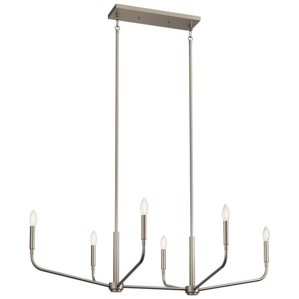 KICHLER Madden 45 in. 6-Light Brushed Nickel Modern Candle Linear ...