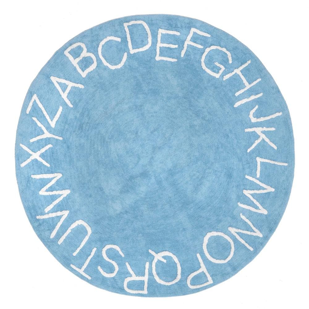 nuLOOM Kids Washable Round Alphabet Rug Light Blue 4 ft. x 4 ft. Accent ...