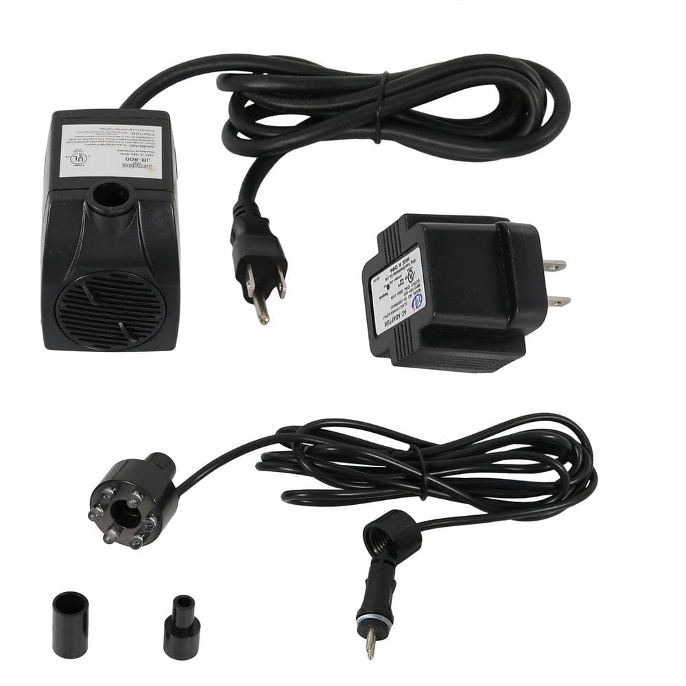 Sunnydaze 200 GPH Electric Submersible Fountain Pump with LED Light ...