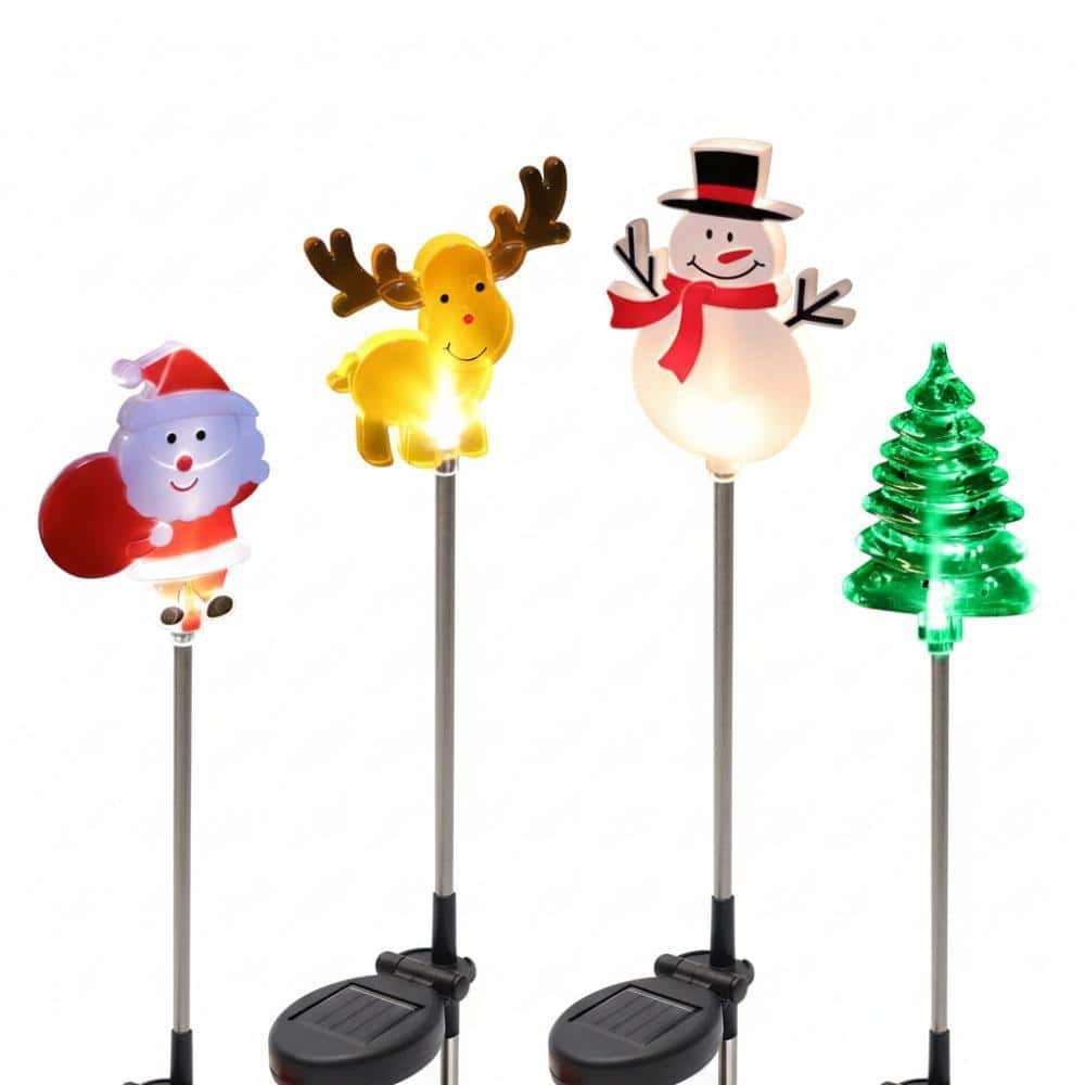 4 Pack Solar Christmas Figurine Lights, Outdoor Lighted with Garden ...