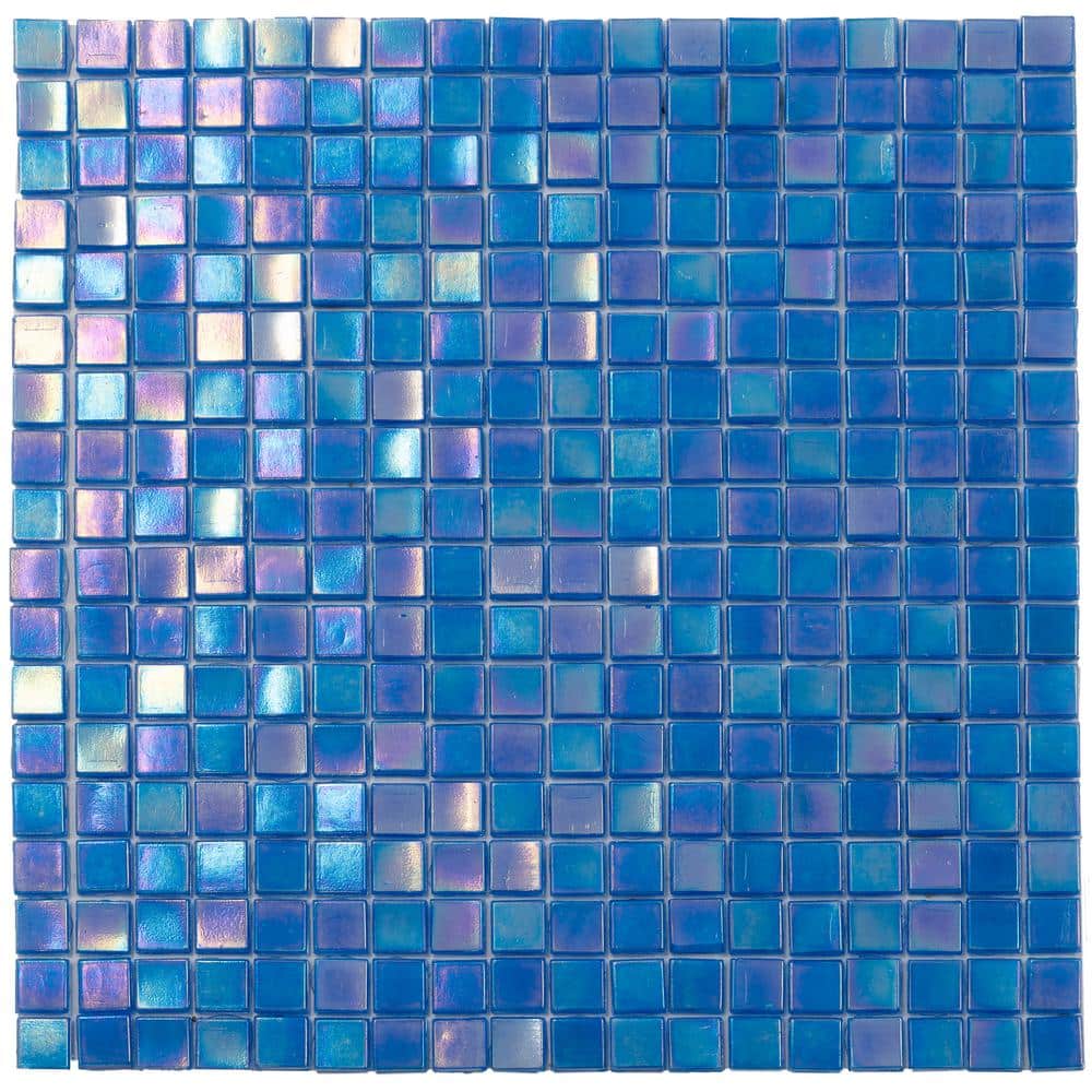 Apollo Tile Skosh 4 in. x 6 in. Glossy Azure Blue Glass Mosaic Uniform ...