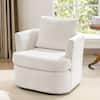 LUE BONA 32 in. W Beige Chenille Swivel Accent Barrel Chair Upholstered ...