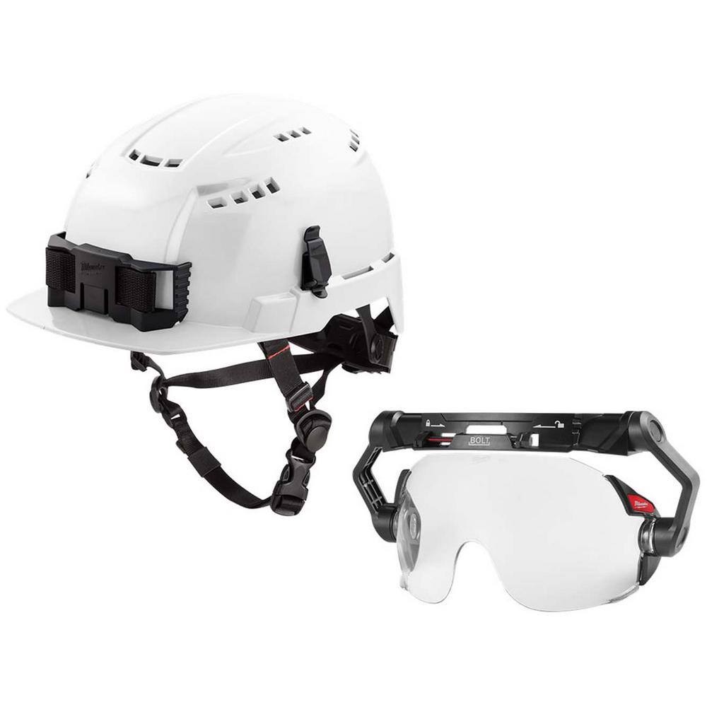 Milwaukee BOLT White Type 2 Class C Front Brim Vented Safety Helmet ...
