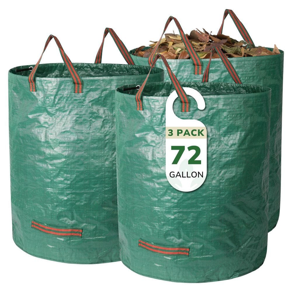 OGETFUUR 3 Pack 72 gal. Reusable Yard Waste Bag, Upright Leaf ...