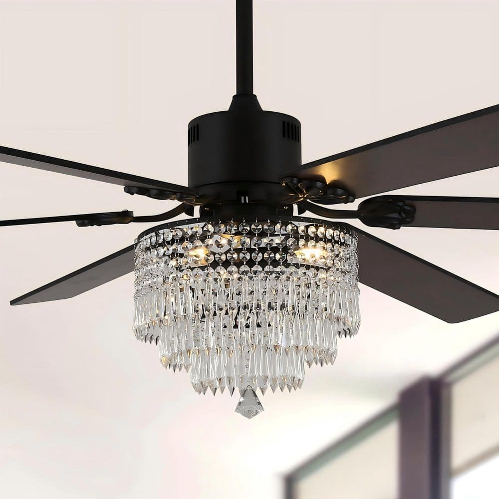 Oaks Aura Vivace 65 in. Indoor Modern Glam Crystal Reversible Black ...