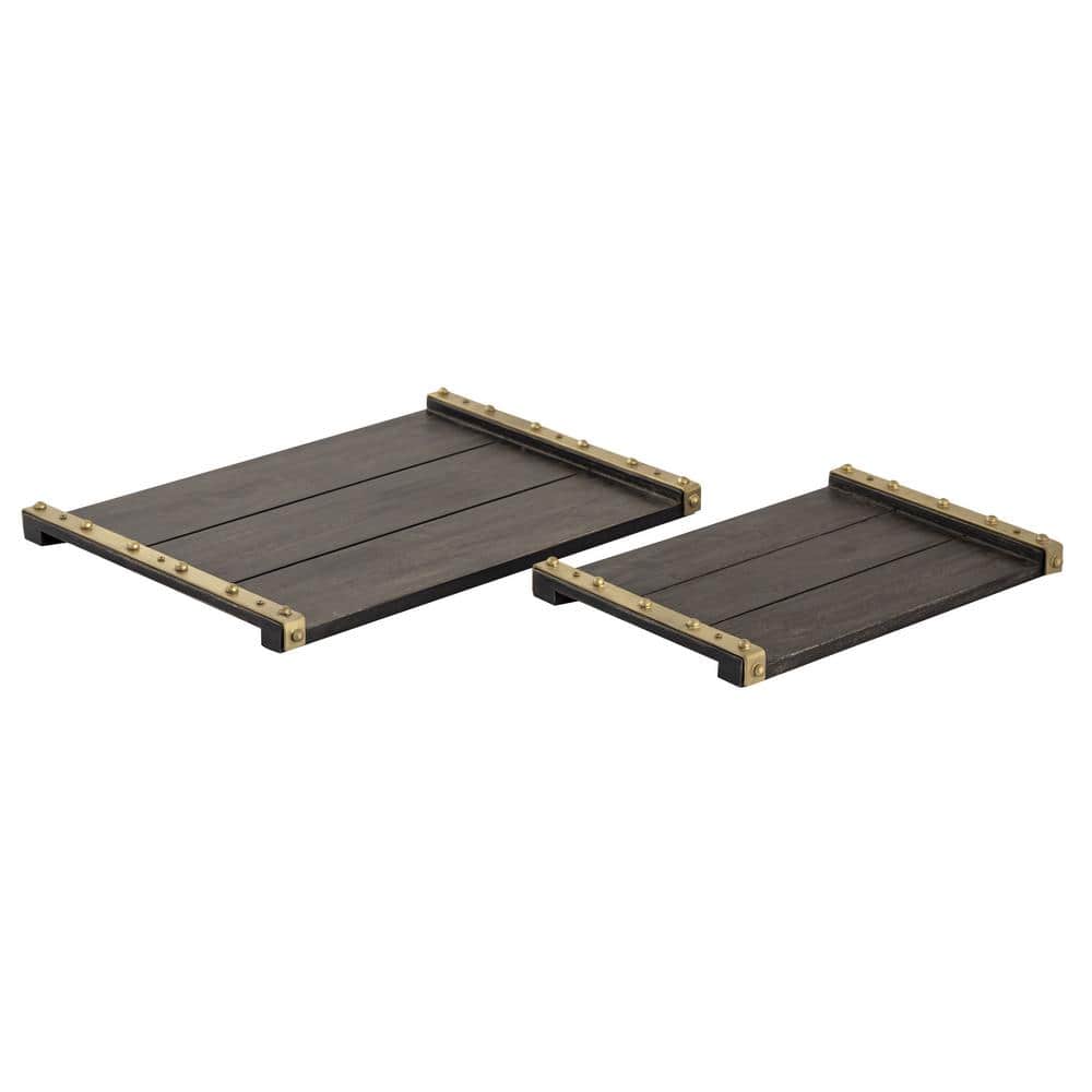Titan Lighting Glenn 20 in. Black Wood Decorative Tray - Set of 2 HD ...