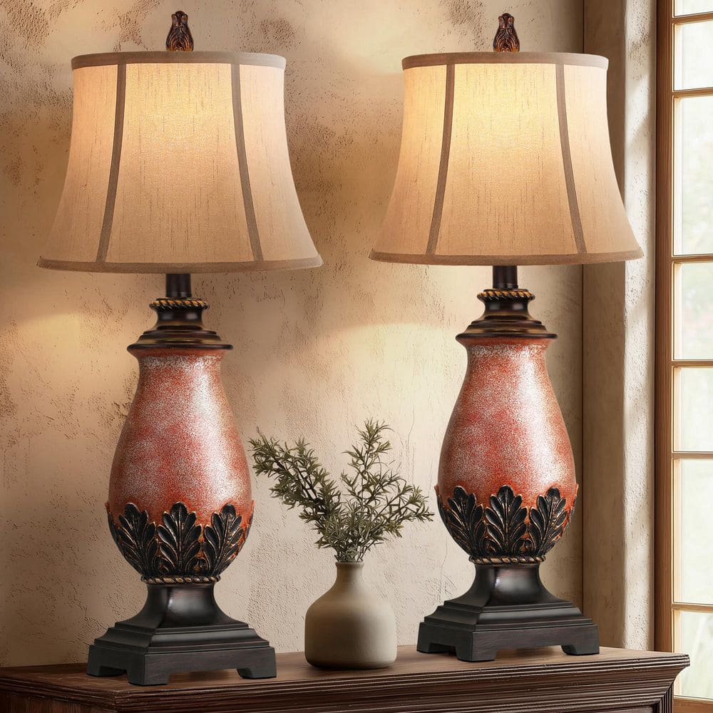 Rottogoon Set of 2 Farmhouse Rustic Table Lamps, 3-Color Temperature ...