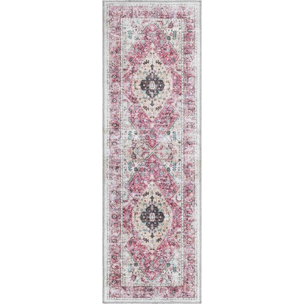 Unique Loom Yara Yash Light Coral Pink 2 ft. x 6 ft. 1 in. Area Rug ...
