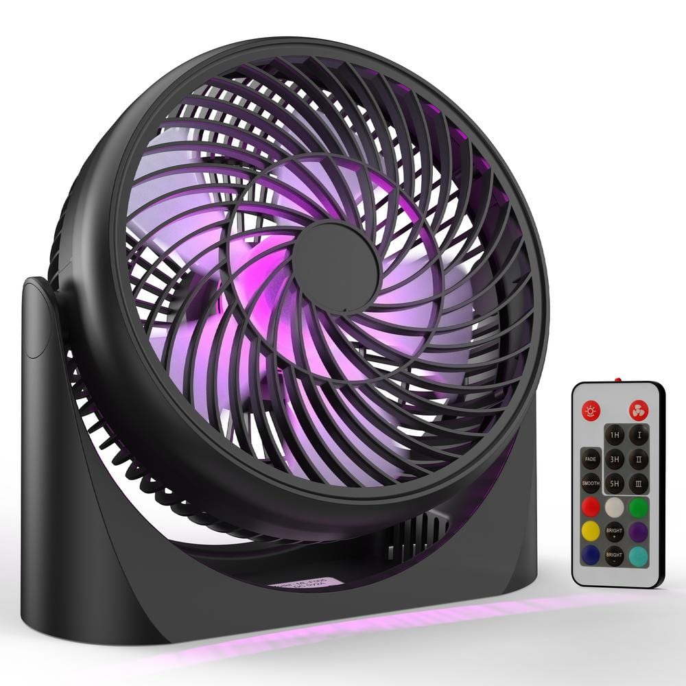 panergy 8 in. USB Fan with Remote, 360° Pivot Table Fan with RGB Color ...