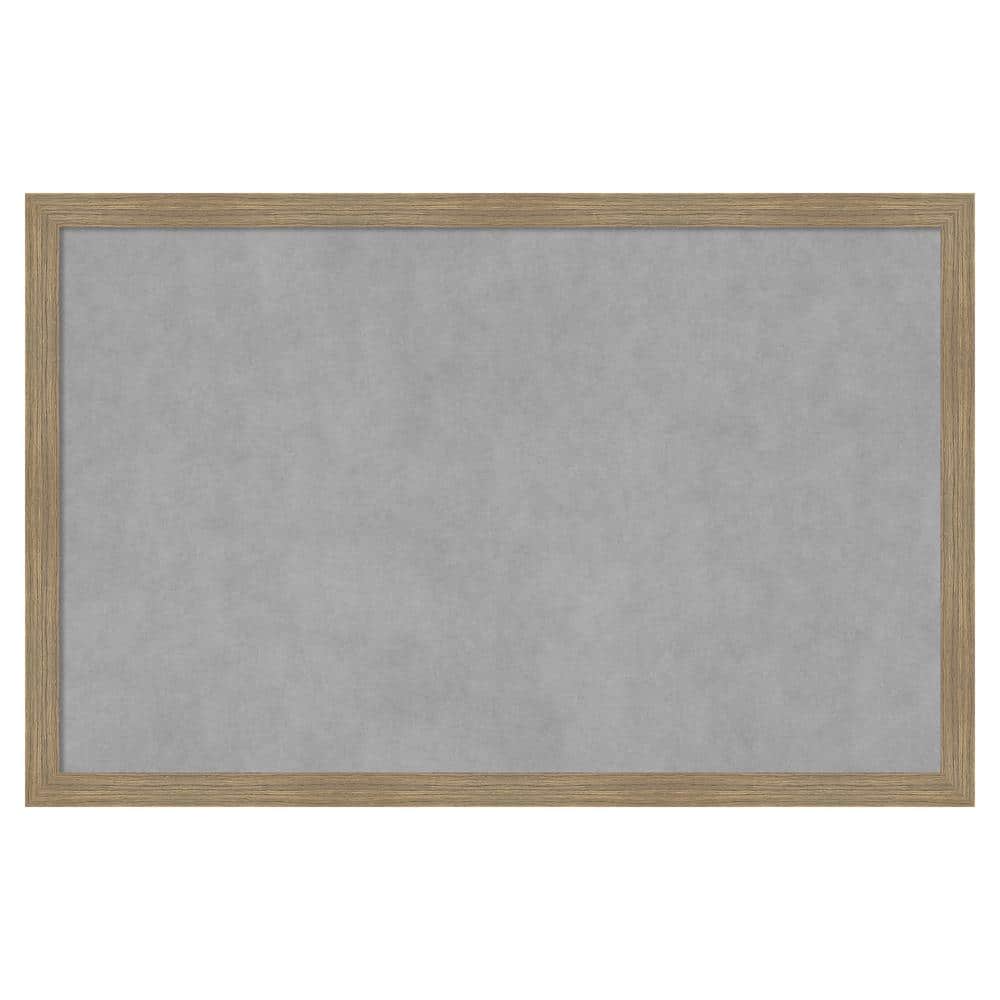 Amanti Art Woodgrain Stripe Mocha 34 in. x 22 in. Framed Magnetic Board ...