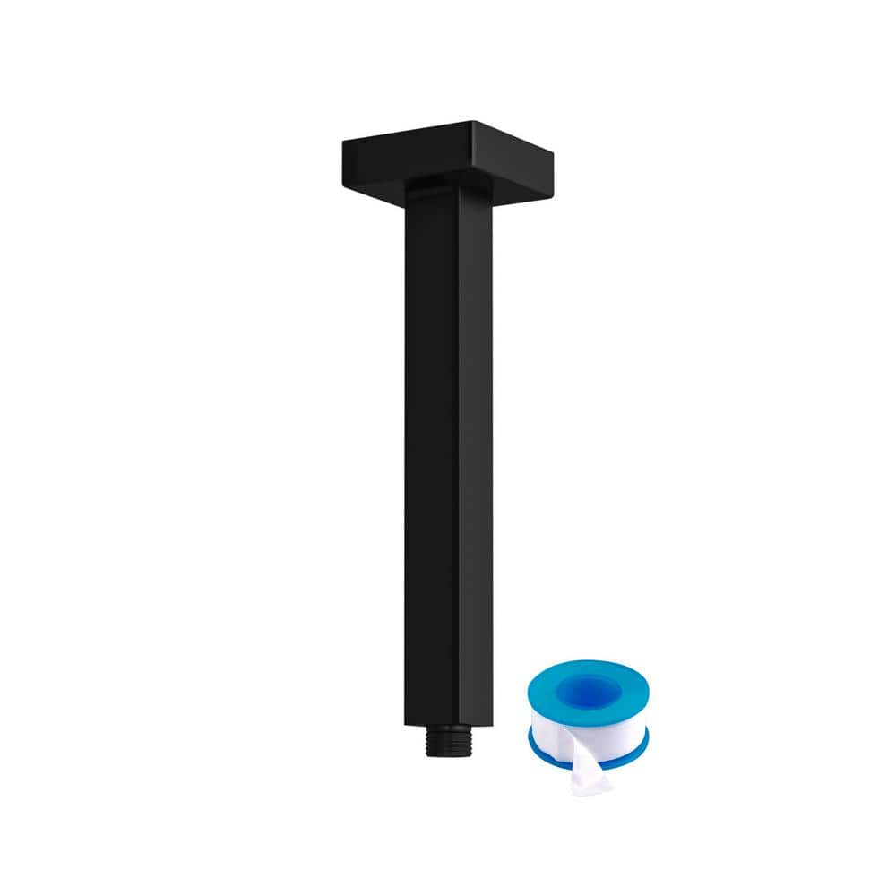 LORDEAR 8 in. L Black Ceiling Mounted Rain Shower Extension Shower Arm ...