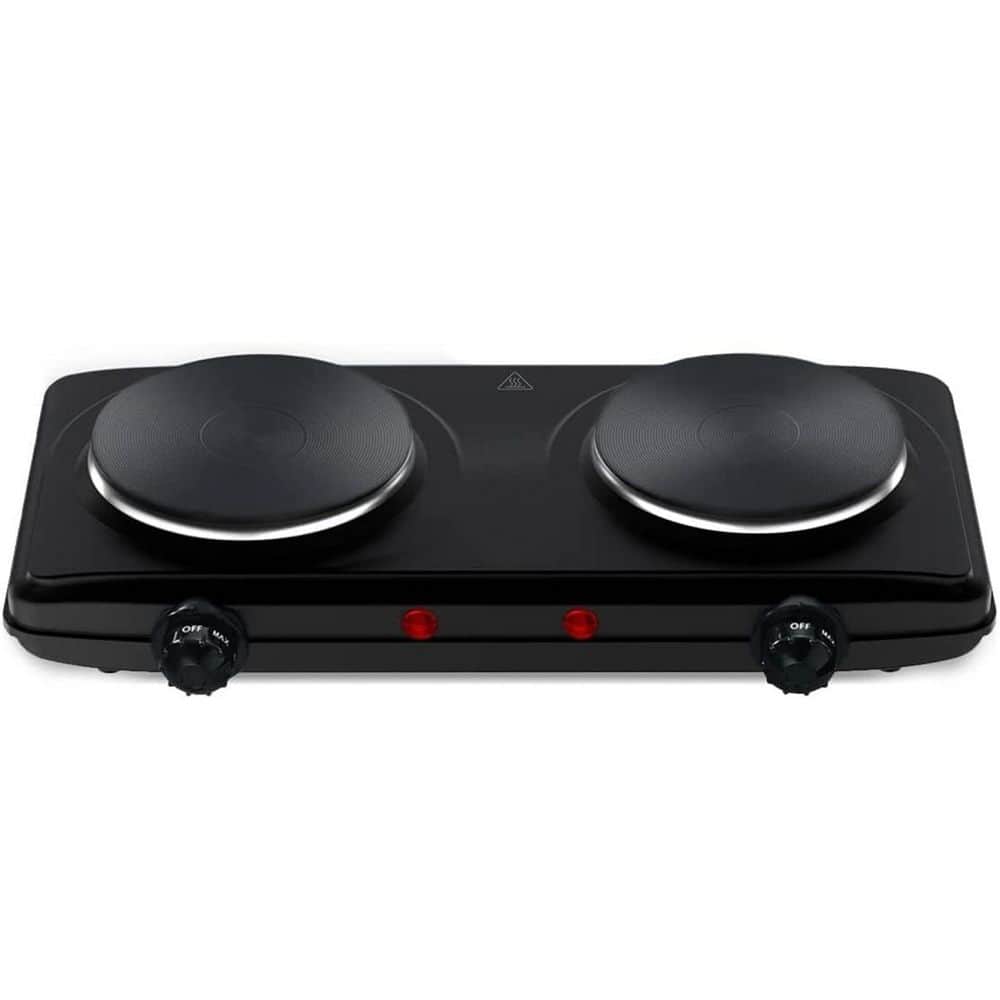 Numhew 2-Burner 6 in. Black Electric Hot Plate, 1800W Portable ...