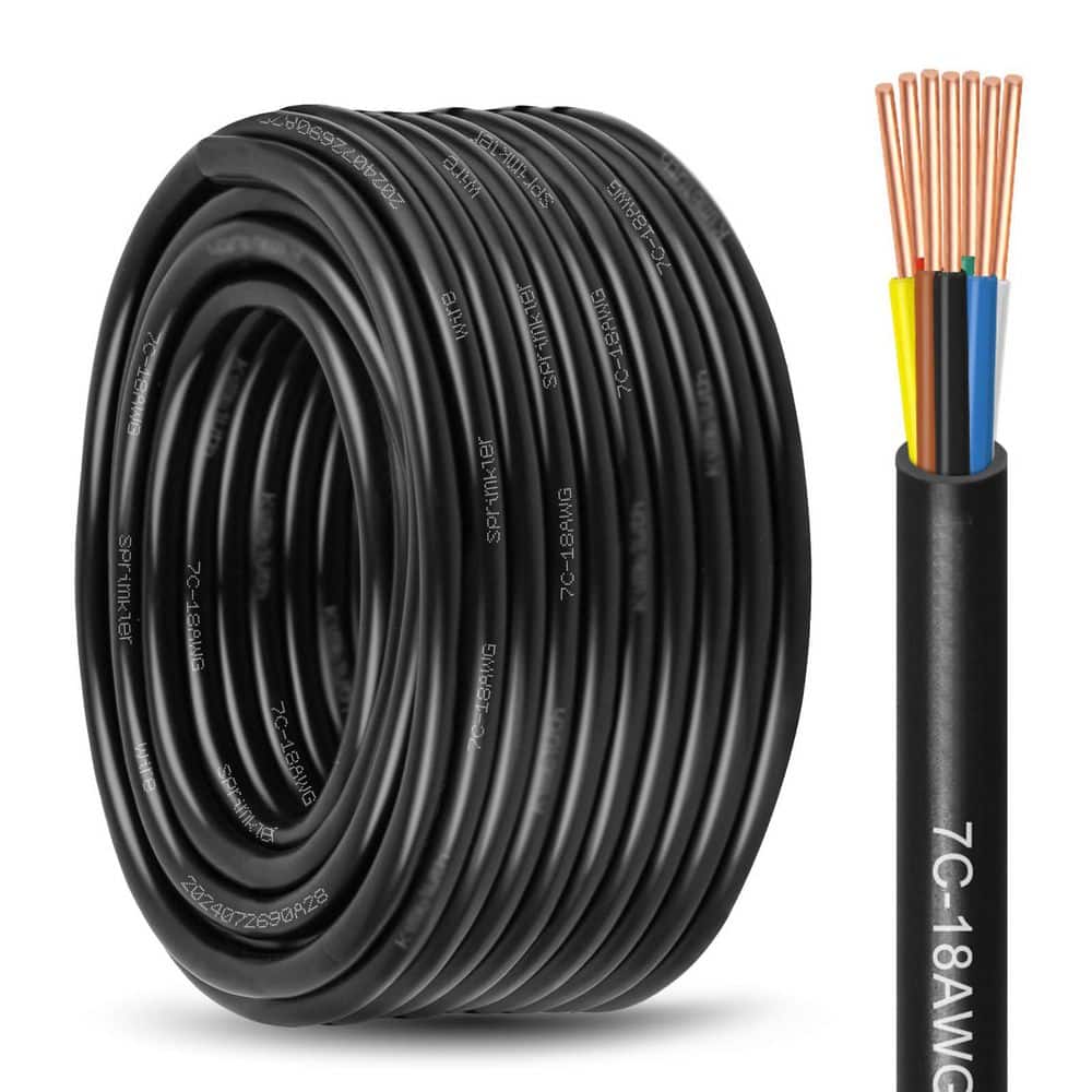 Vrbgify 18/7 Solid Sprinkler Wire 50 ft. 18-Gauge 7-Conductor ...