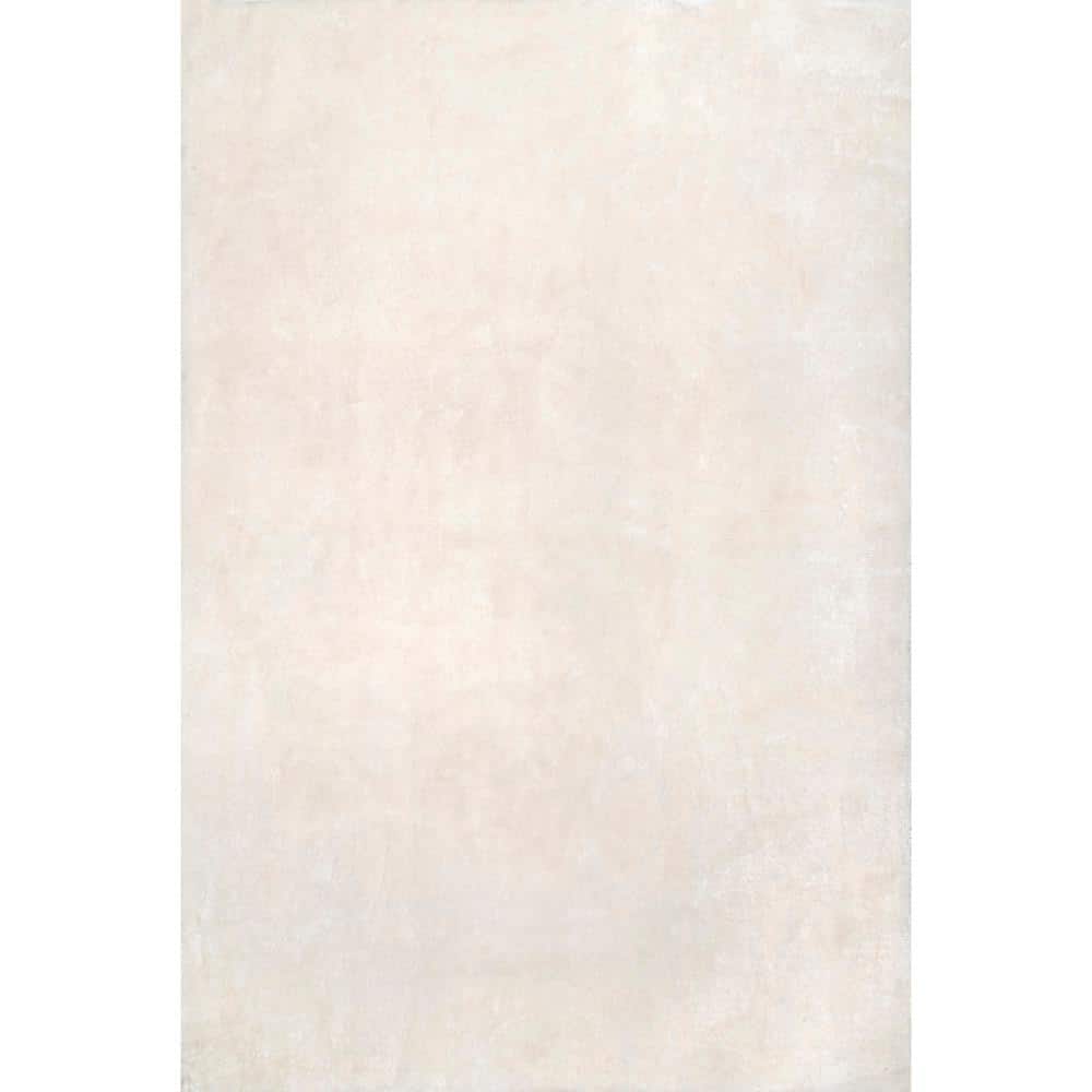 nuLOOM Loni Machine Washable White Doormat 2 ft. x 3 ft. Solid Shag ...