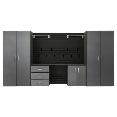 Flow Wall 7-Piece Composite Wall Mounted Garage Storage System in Black ...